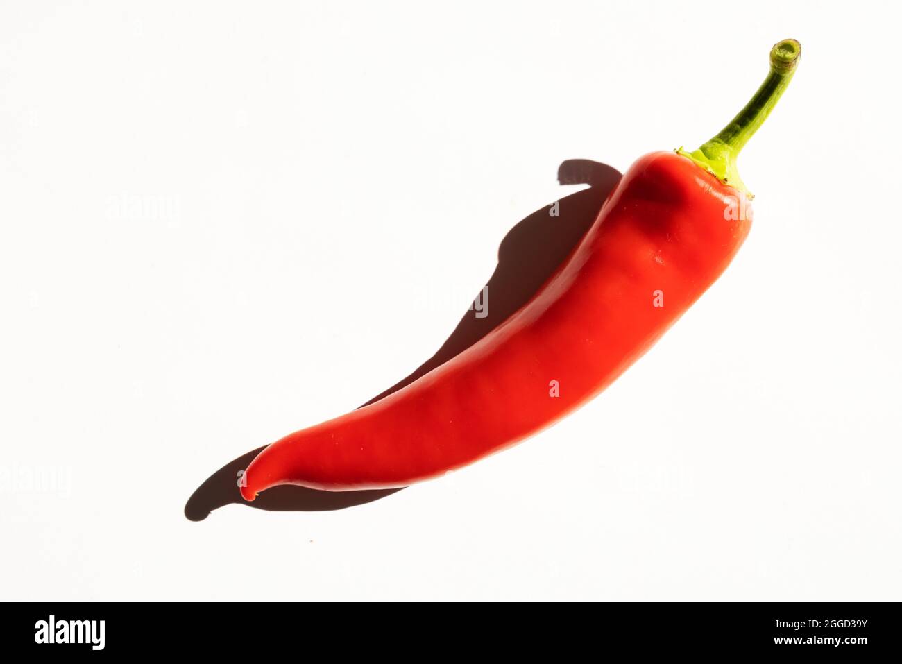 Red, ripe chilli isolated on a white background with copy space Stock ...