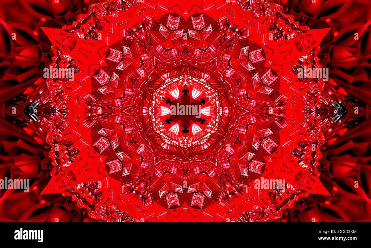 Horror red star kaleidoscope pattern wallpaper design Stock Photo - Alamy