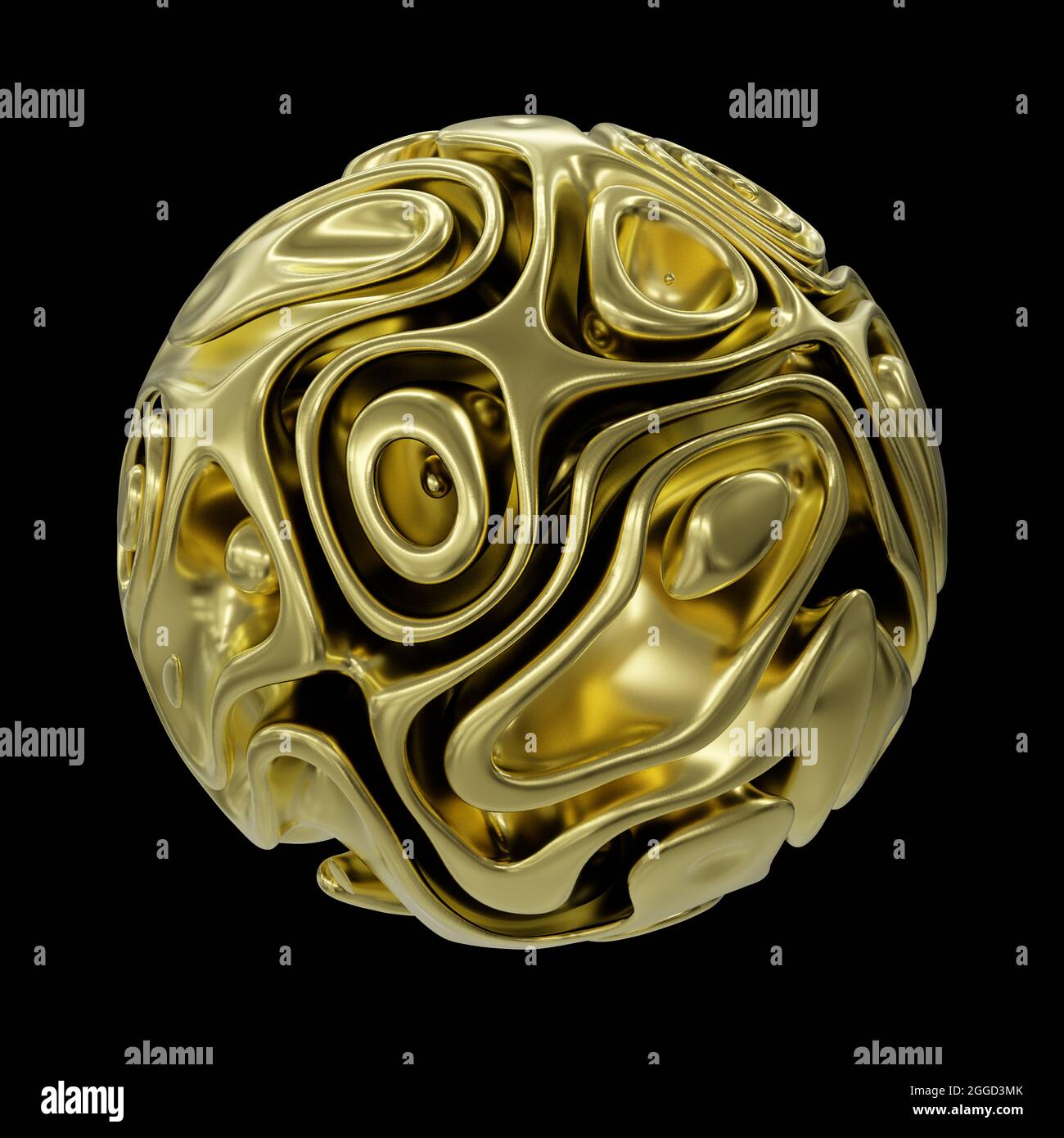 Abstract Golden Orb Isolated On Black Background Stock Photo - Alamy