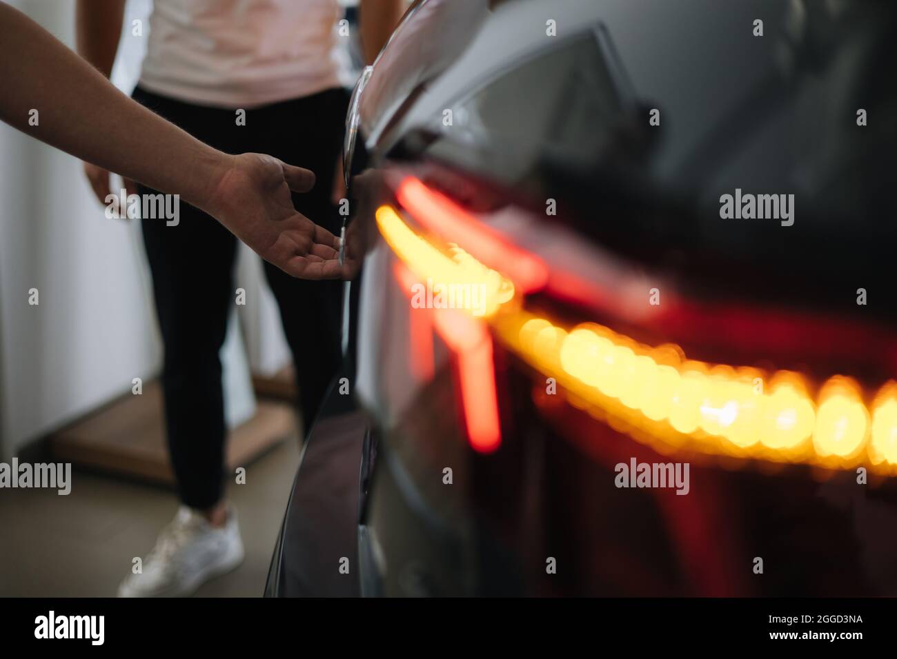 Close-up of different elements car exterior design. Back view of car ...