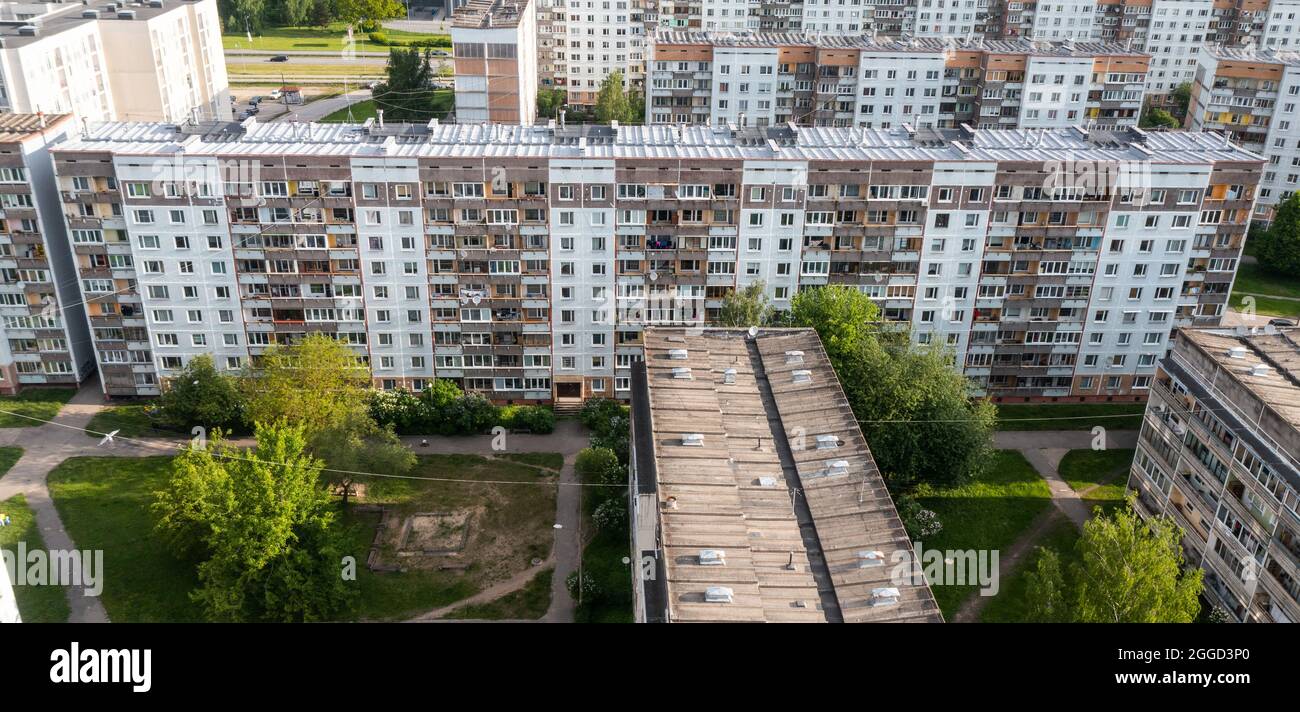 View from above of residential area in Riga at summer, Latvia. Urban ...