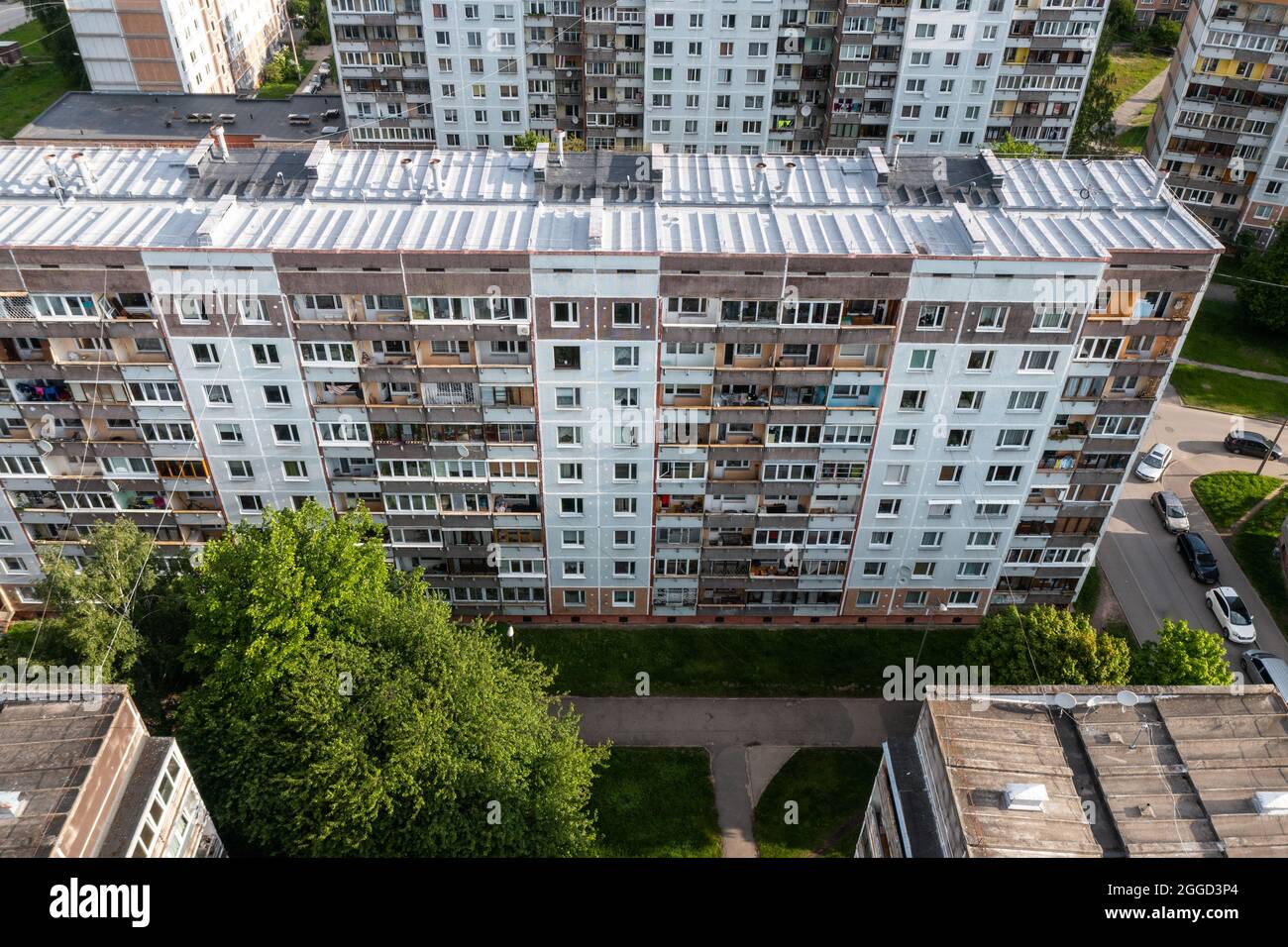 View from above of residential area in Riga at summer, Latvia. Urban ...