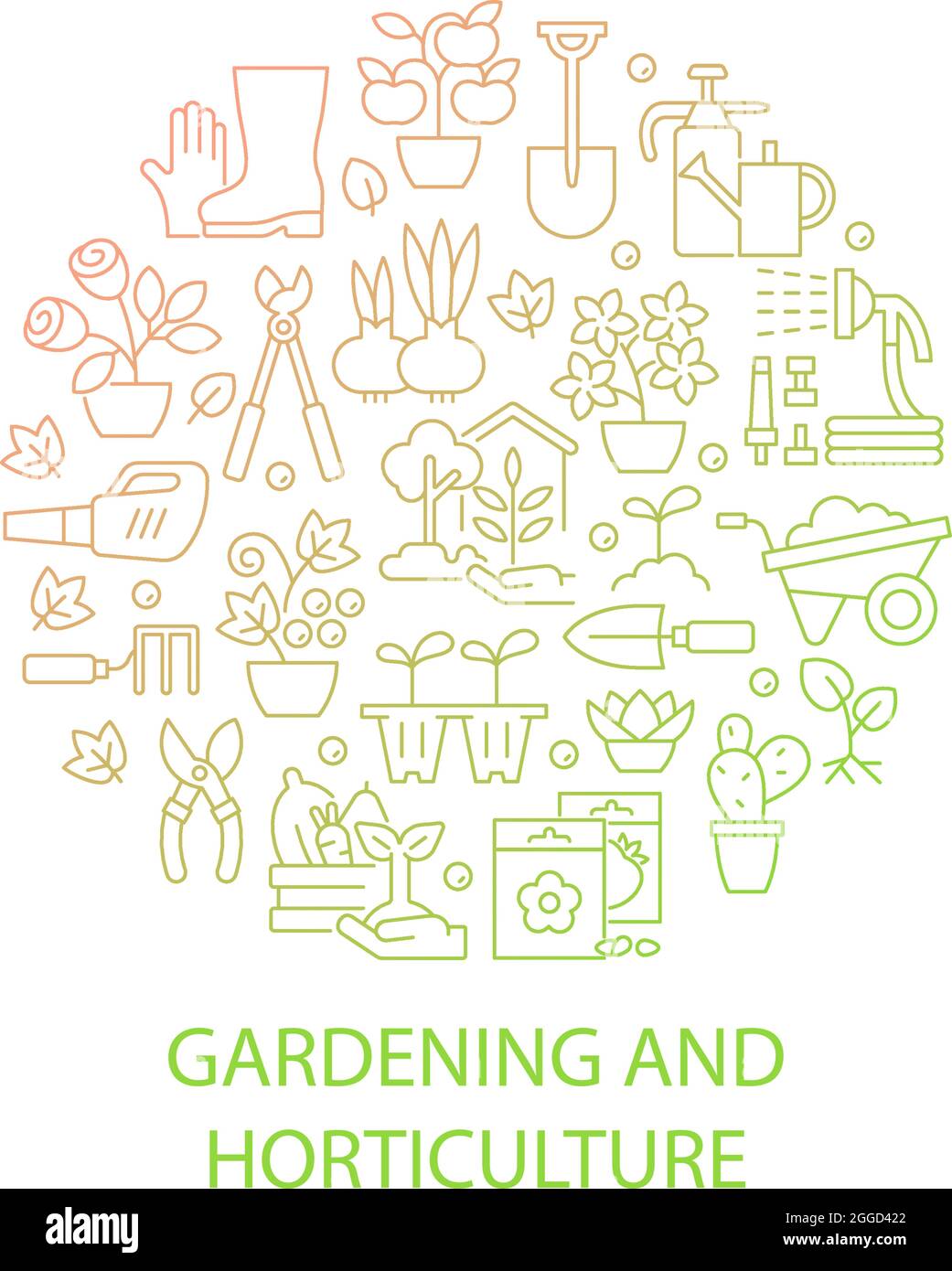Gardening abstract gradient linear concept layout with headline Stock ...