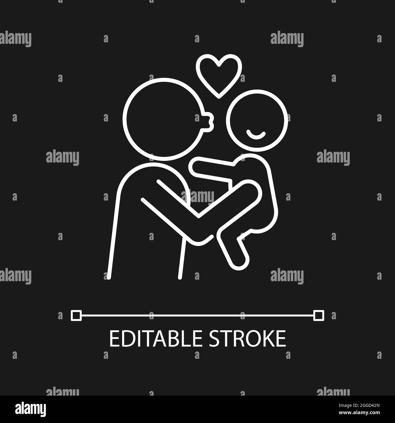 Kissing child on cheek white linear icon for dark theme Stock Vector ...