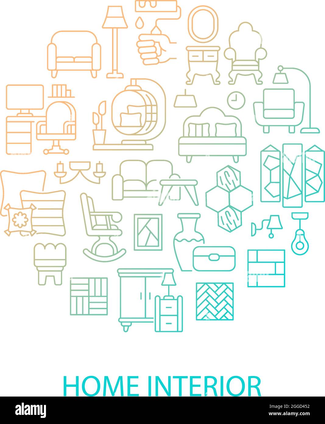 Home interior abstract gradient linear concept layout with headline ...