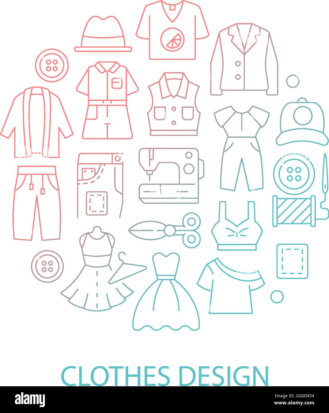 Sewing clothes abstract gradient linear concept layout with headline ...