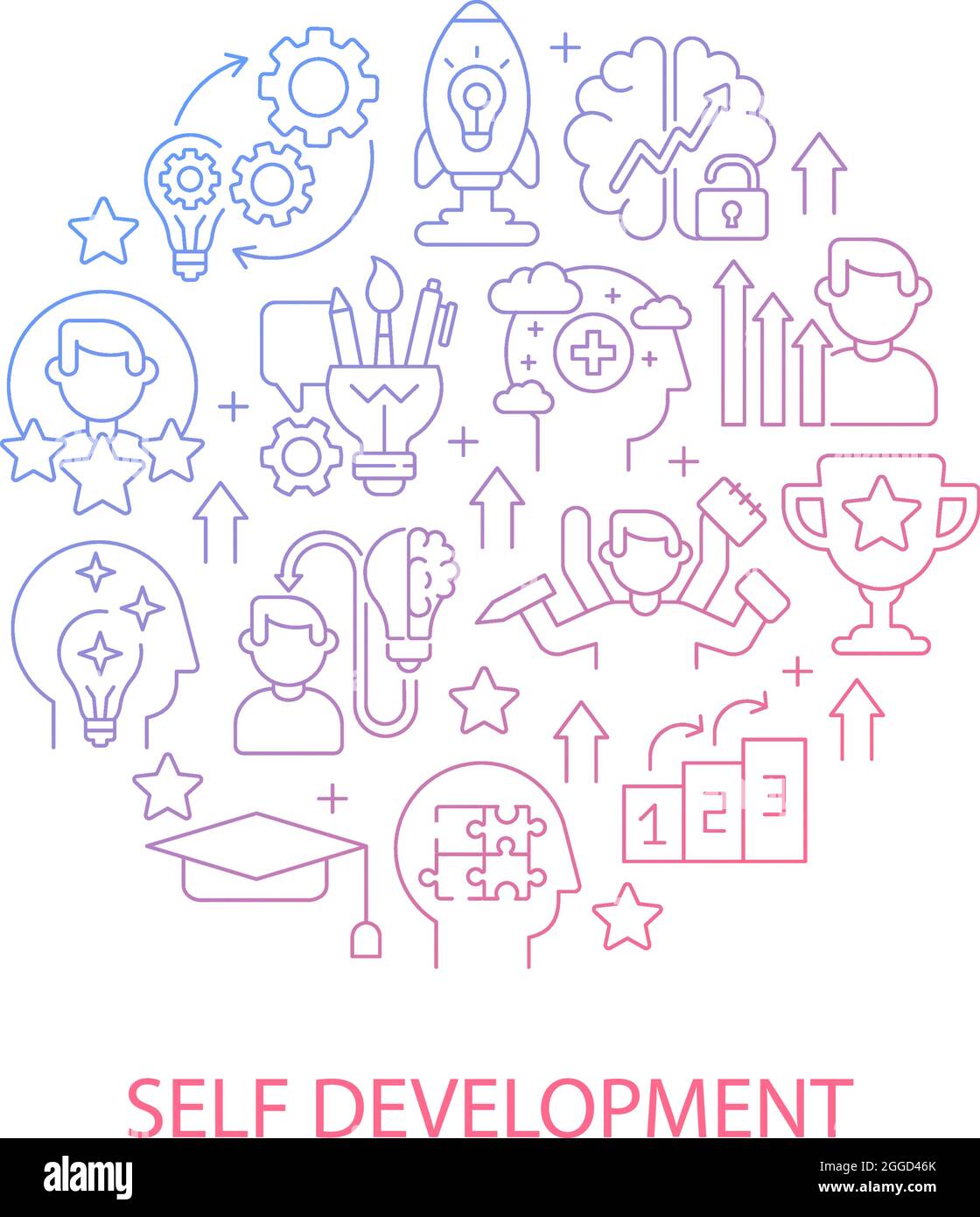 Self development abstract gradient linear concept layout with headline ...