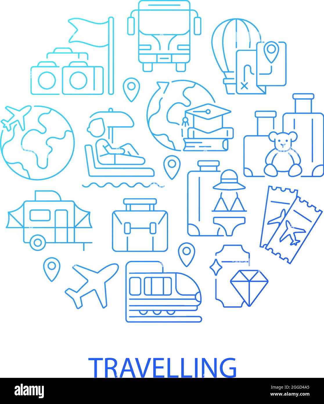 Travel abstract gradient linear concept layout with headline Stock ...