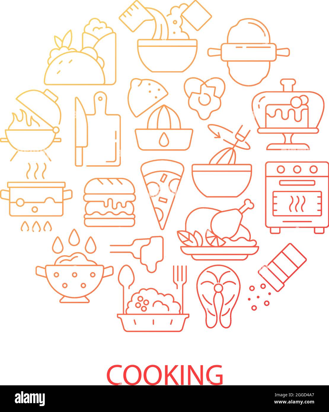 Food cooking abstract gradient linear concept layout with headline ...