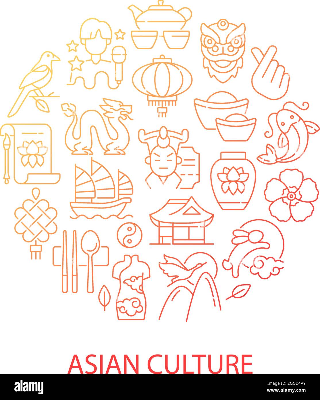 Asian culture abstract gradient linear concept layout with headline ...