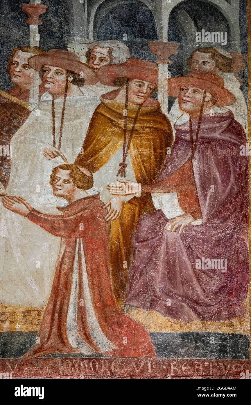 Cardinals wearing galeri (broad-brimmed hats with tassels) and a ...