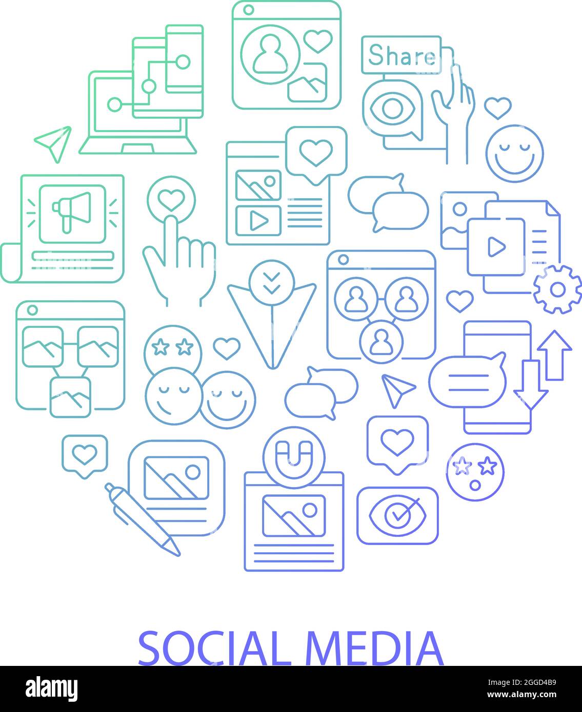 Social media abstract gradient linear concept layout with headline ...