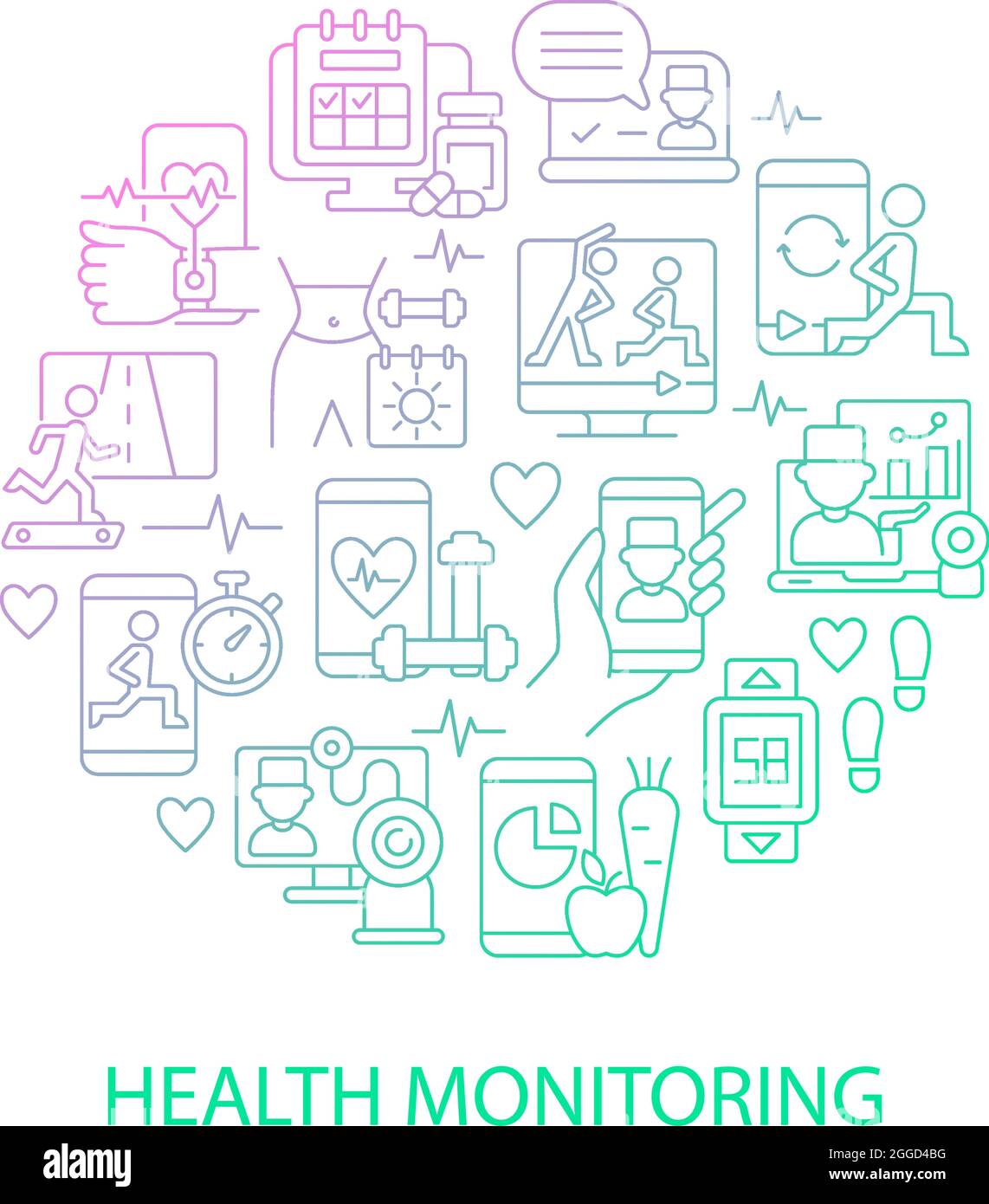 Health monitoring abstract gradient linear concept layout with headline ...