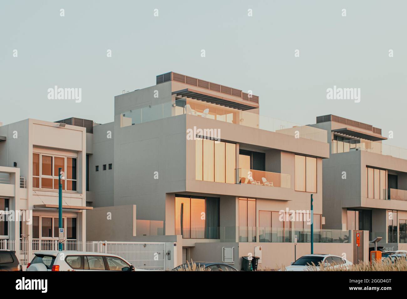 Modern Architecture Elegant Luxury Grey Color Villa House Building with ...