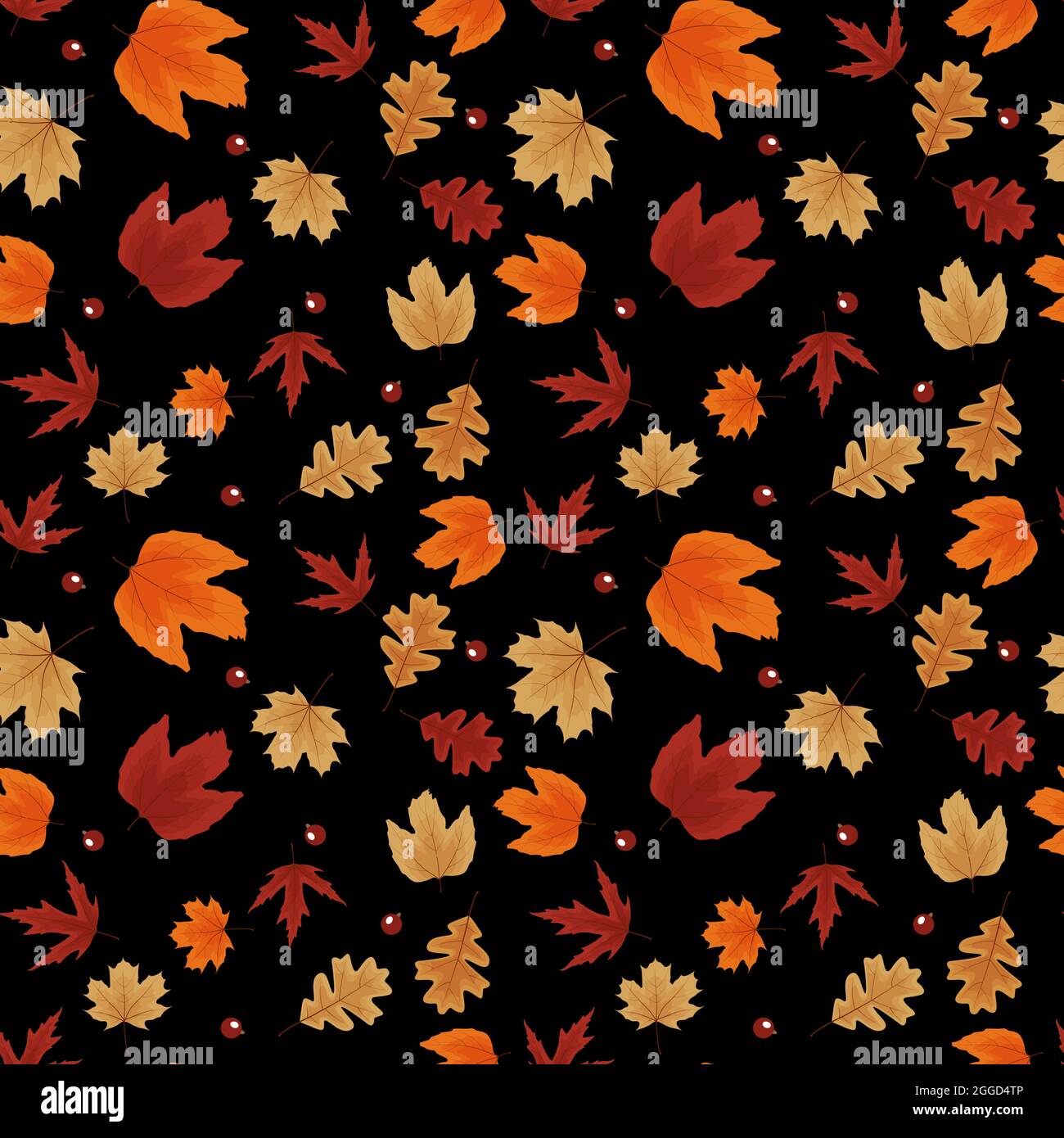 Autumn Natural Leaves Seamless Pattern Background. Vector Illustration ...