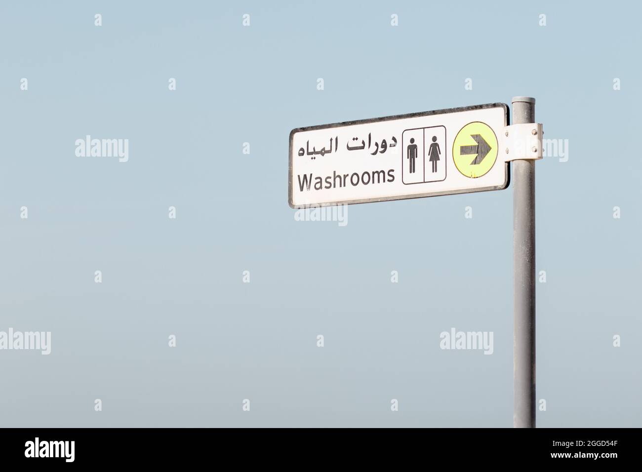 Outdoor Direction Signboard with Icons and Arrow Stock Photo - Alamy