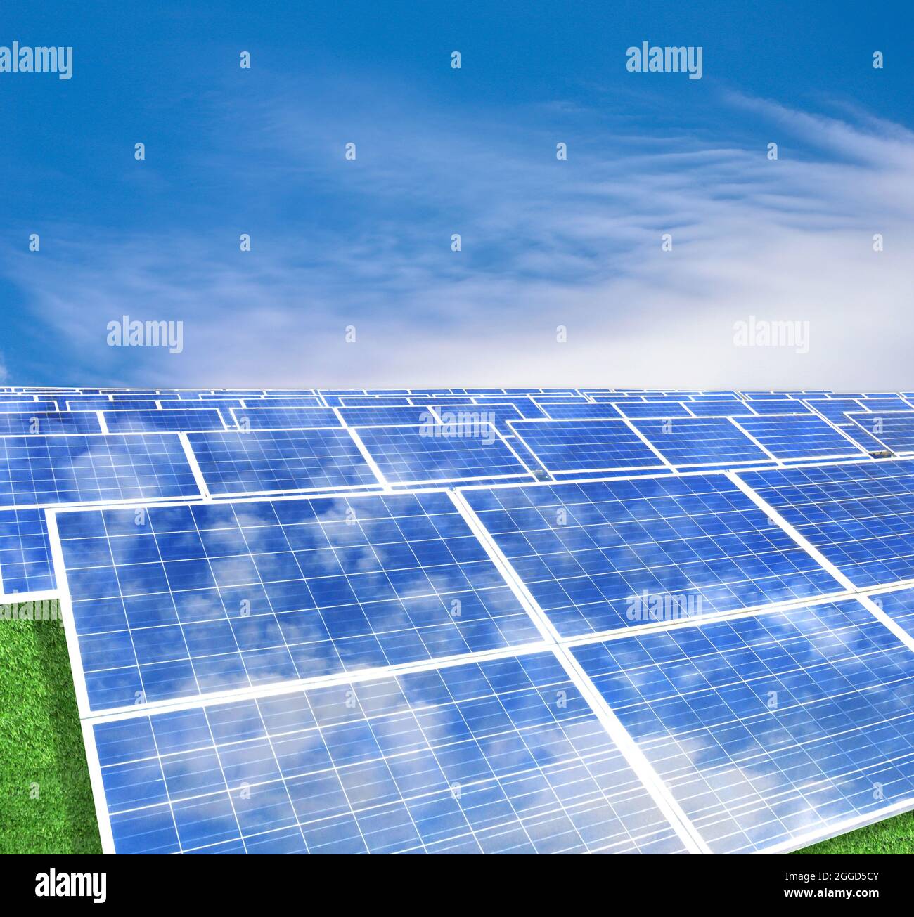 Sunlight gleams off solar panels. Solar panels used to generate ...