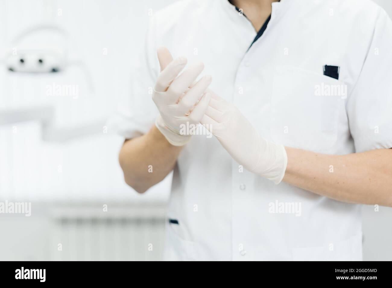 Closeup doctor hands in gloves. Rubber glove manufacturing, human hand ...