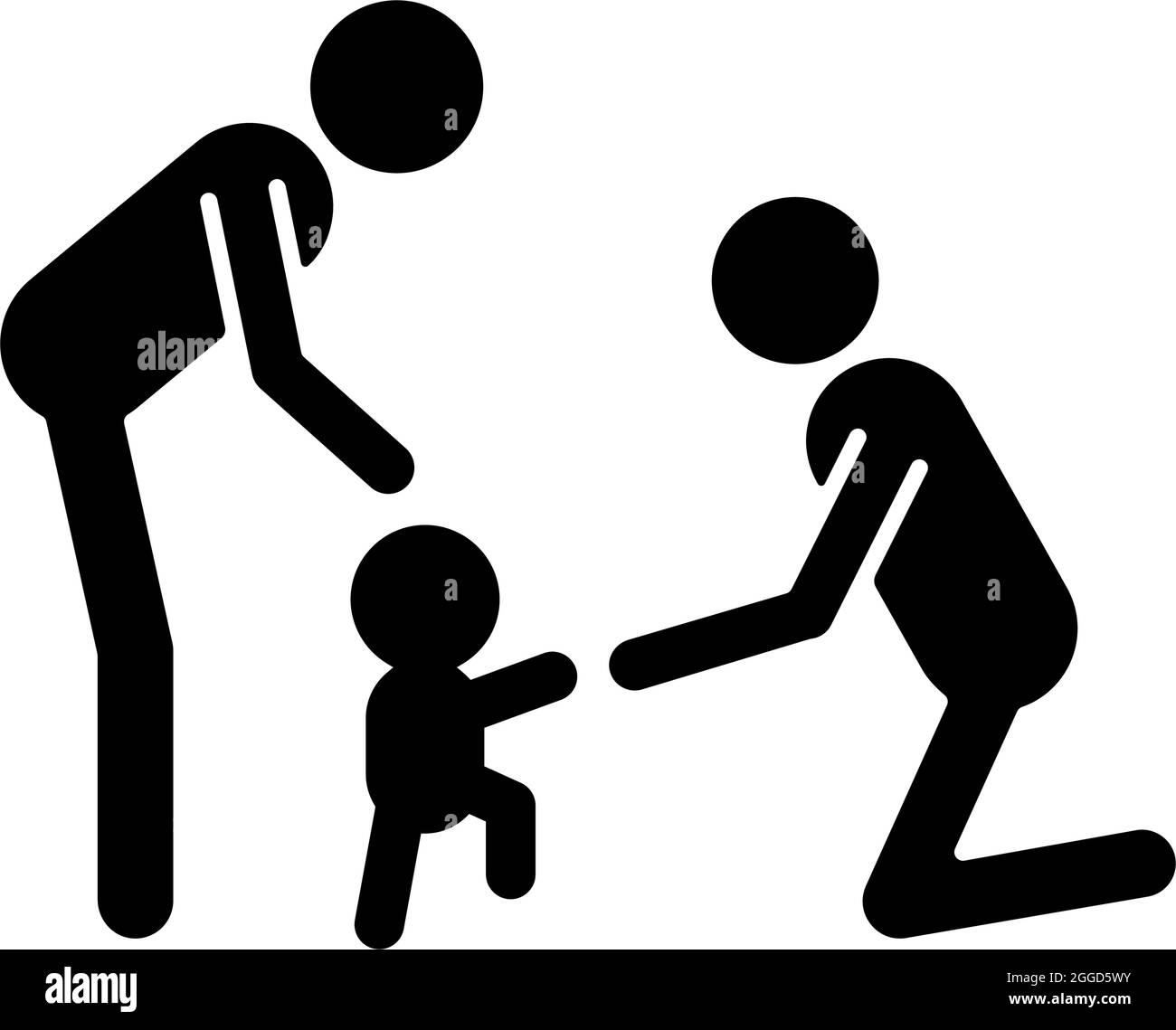 Teaching toddler to walk black glyph icon Stock Vector Image & Art - Alamy