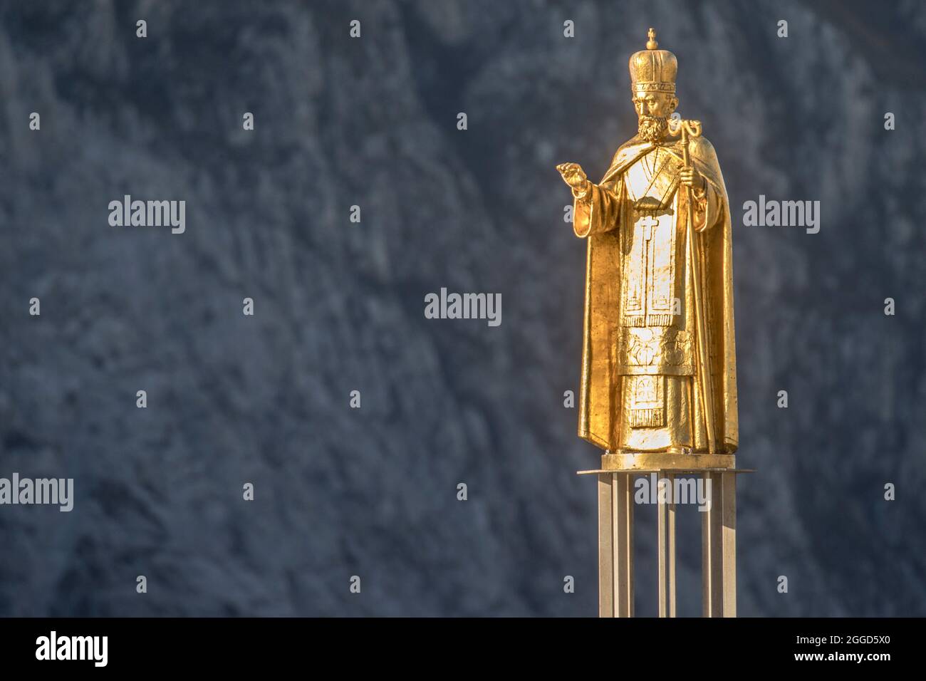 San Nicolò statue, saint protector of the city of Lecco, south-eastern ...