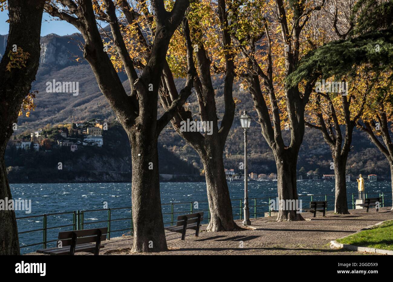 San Nicolò statue, saint protector of the city of Lecco, south-eastern ...
