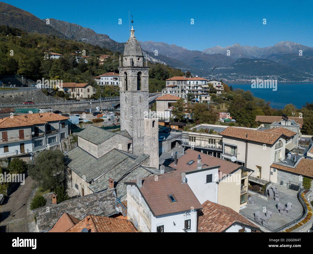 Cremia village on the western shore of Lake Como, Lombardy; Italy ...