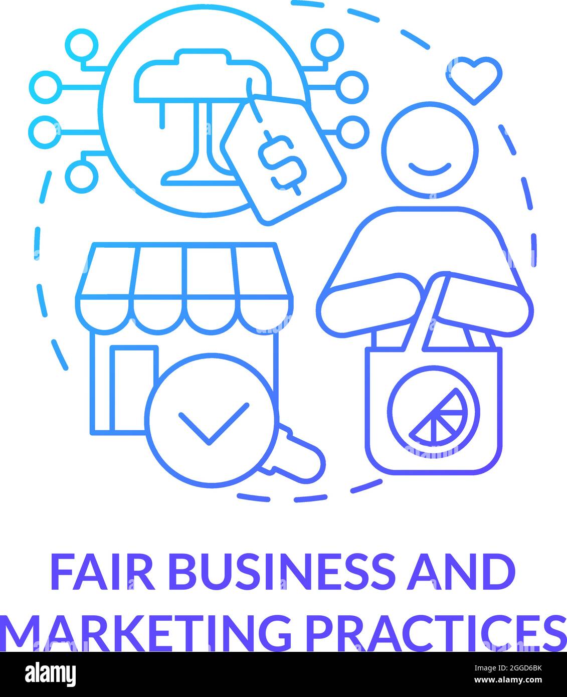 Fair business and marketing practices blue gradient concept icon Stock ...
