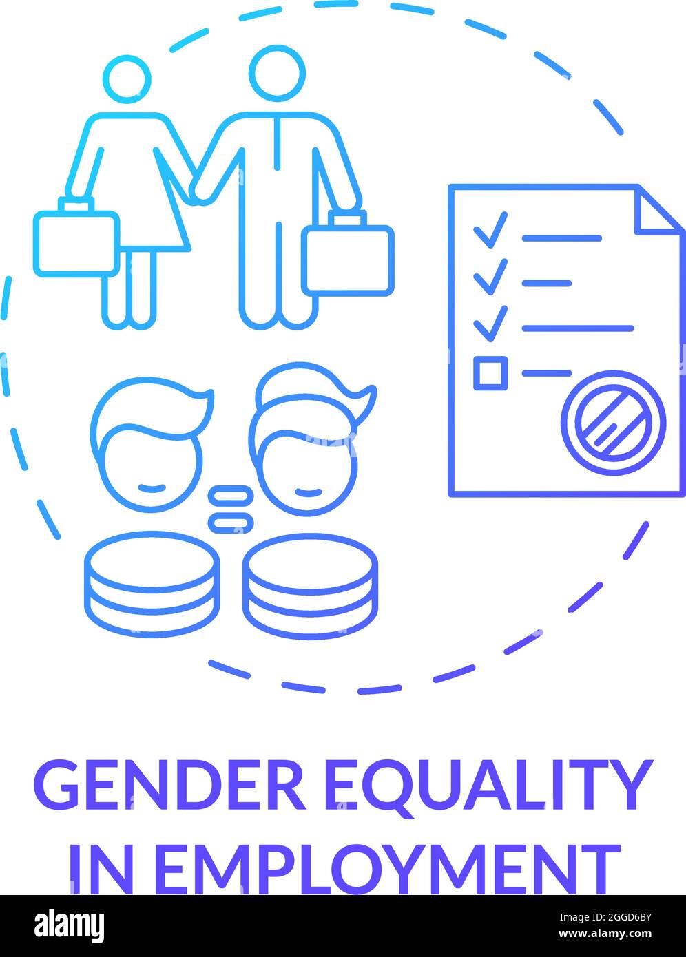 Gender equality in employment blue gradient concept icon Stock Vector ...