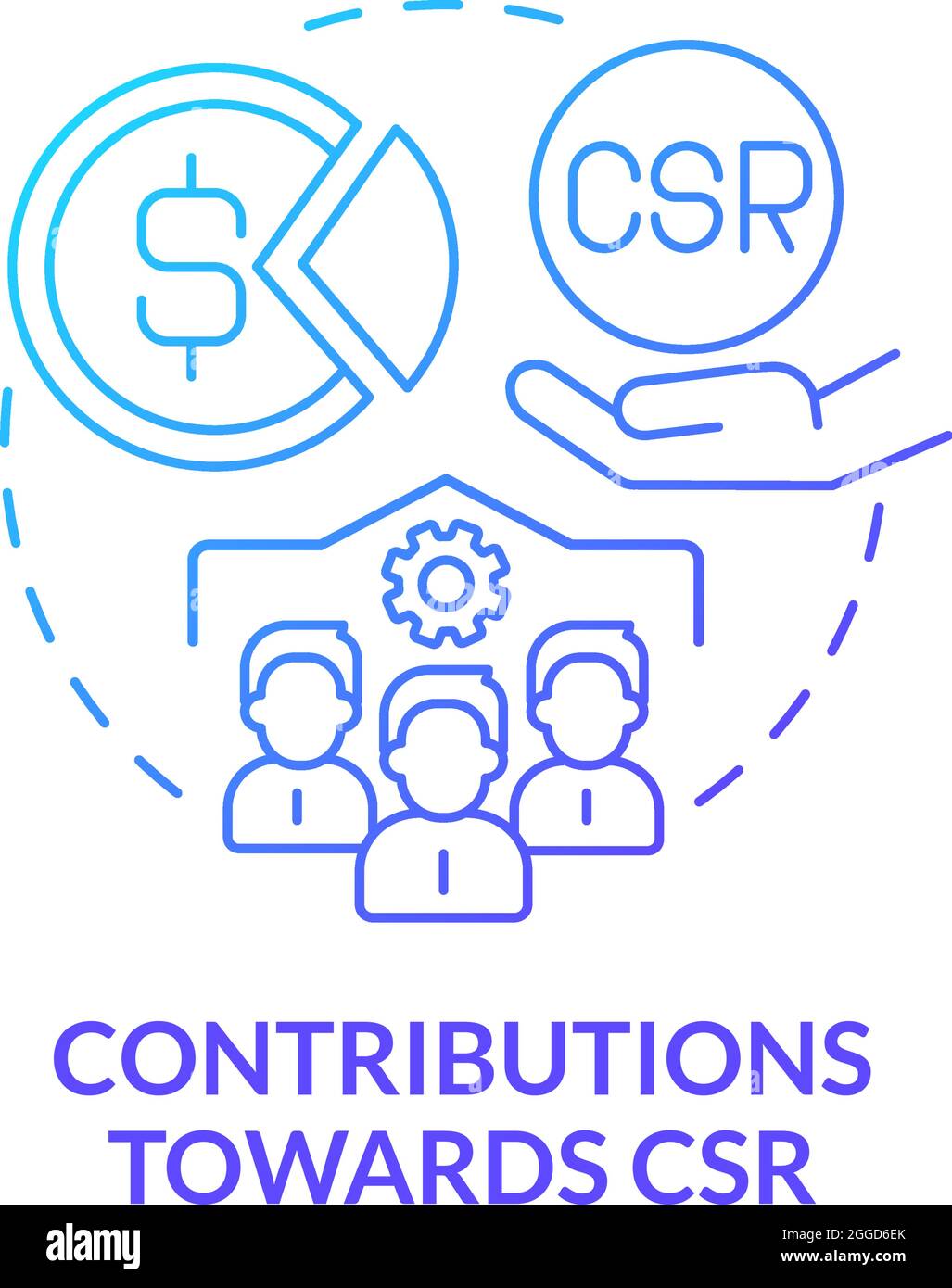 Contributions towards CSR blue gradient concept icon Stock Vector Image ...