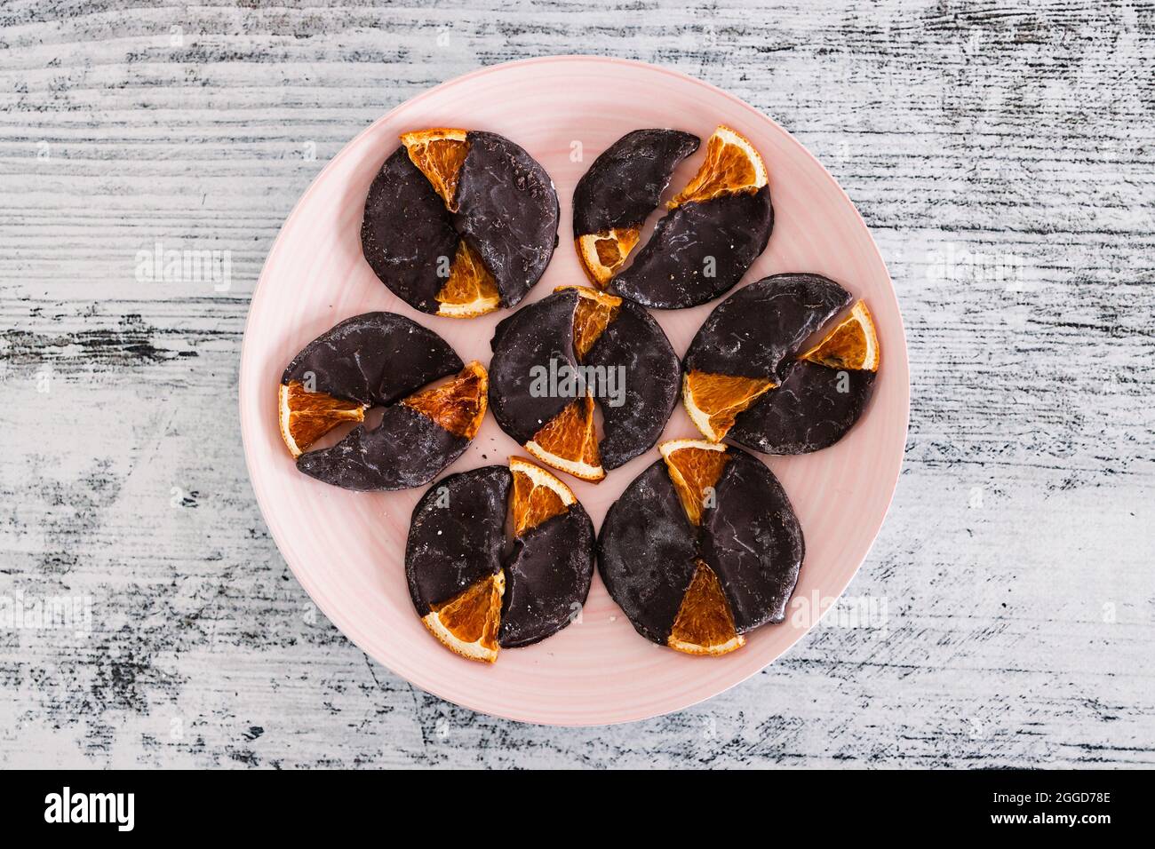 dehydrated orange slices covered in dark chocolate, healthy plant-based ...