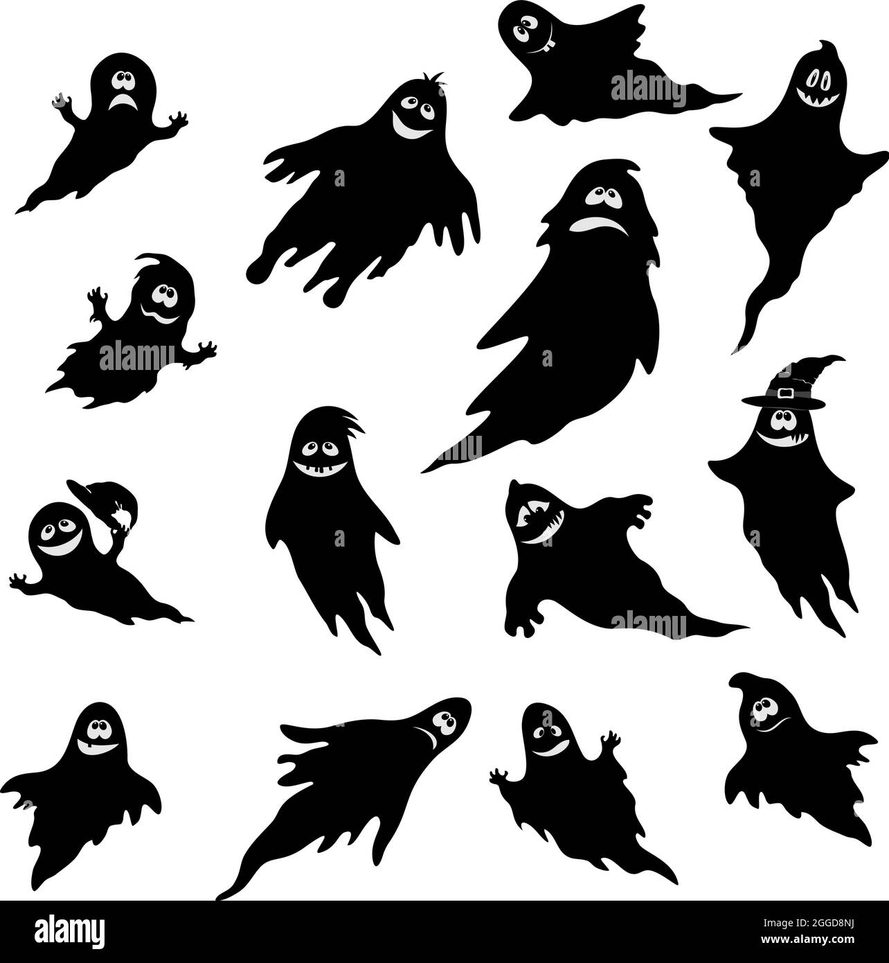Halloween Ghosts Silhouettes Stock Vector Image & Art - Alamy
