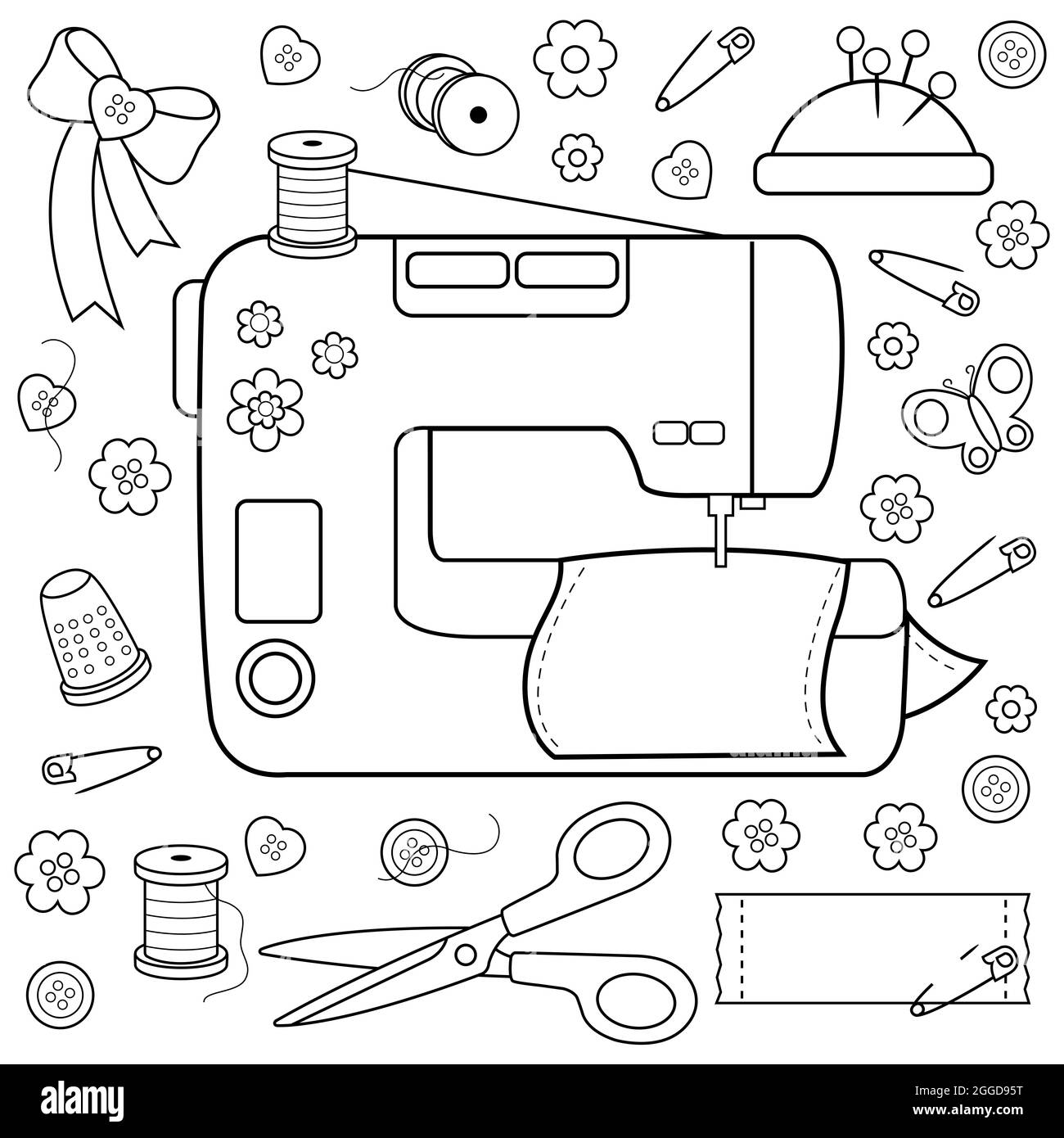 Sewing machine outline hi-res stock photography and images - Alamy