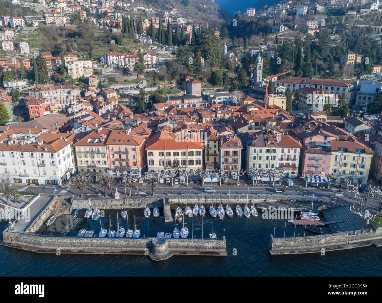 Aerial view of Bellano, Lake Como, Lombardy, Italy, Europe Stock Photo ...