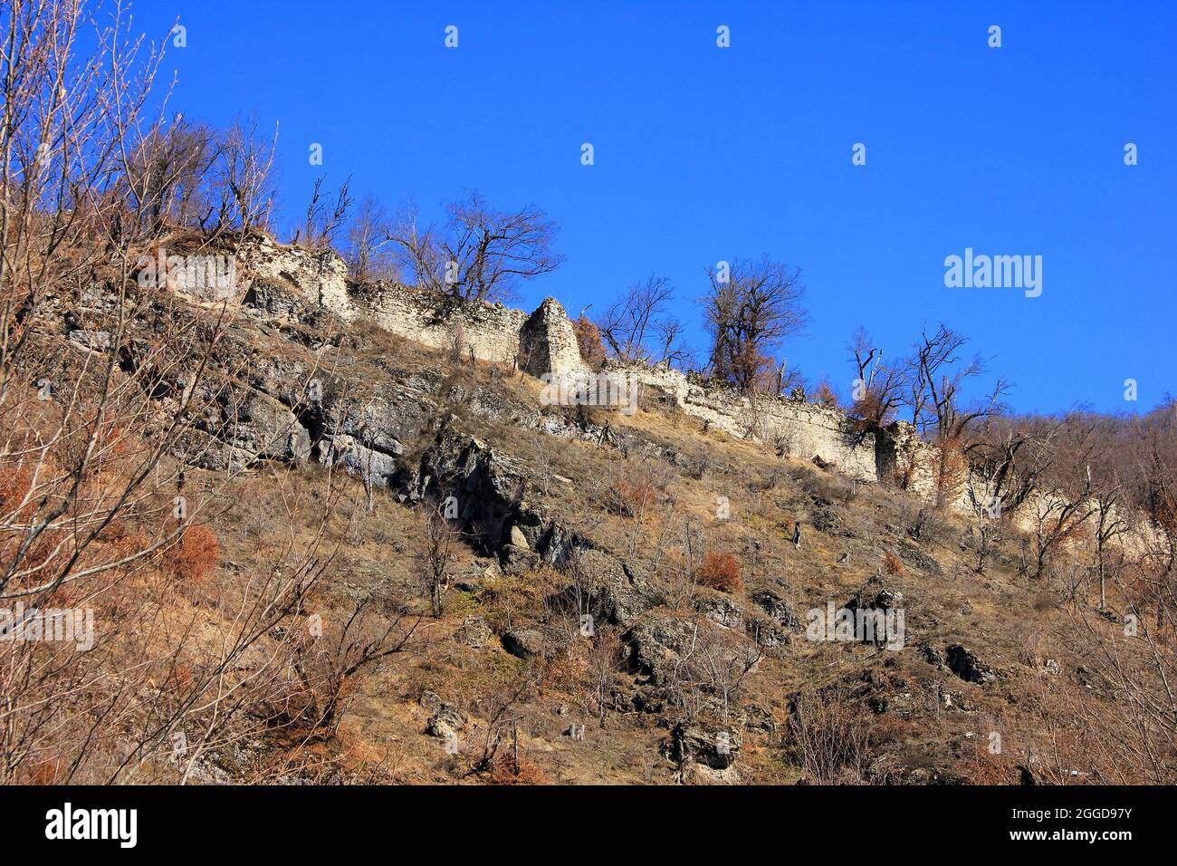 Javanshir Gala fortress on the mountain. Ismayilli region. Azerbaijan ...