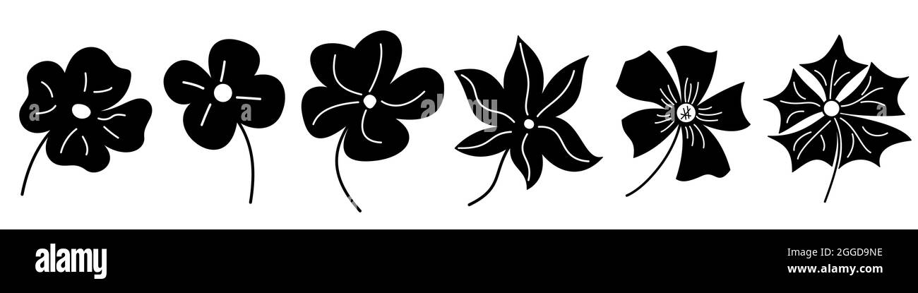 Flower icons. Set of black flower icons isolated. Vector illustration ...