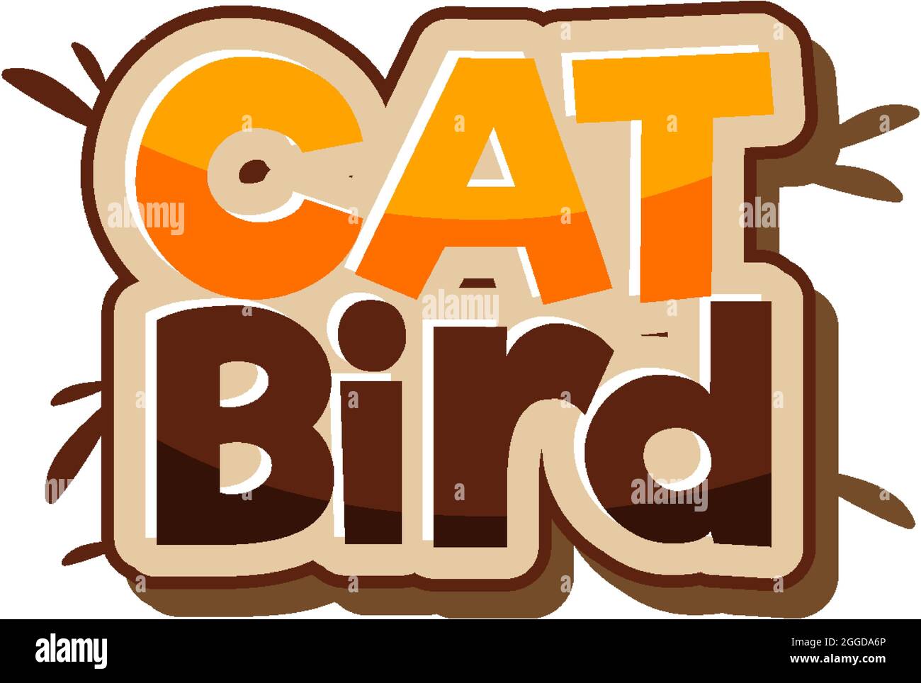 Cat Bird font banner in cartoon style isolated illustration Stock ...