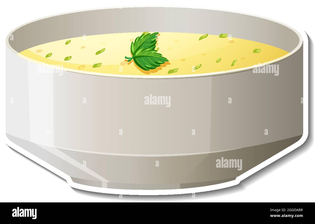 Bowl of soup sticker on white background illustration Stock Vector ...