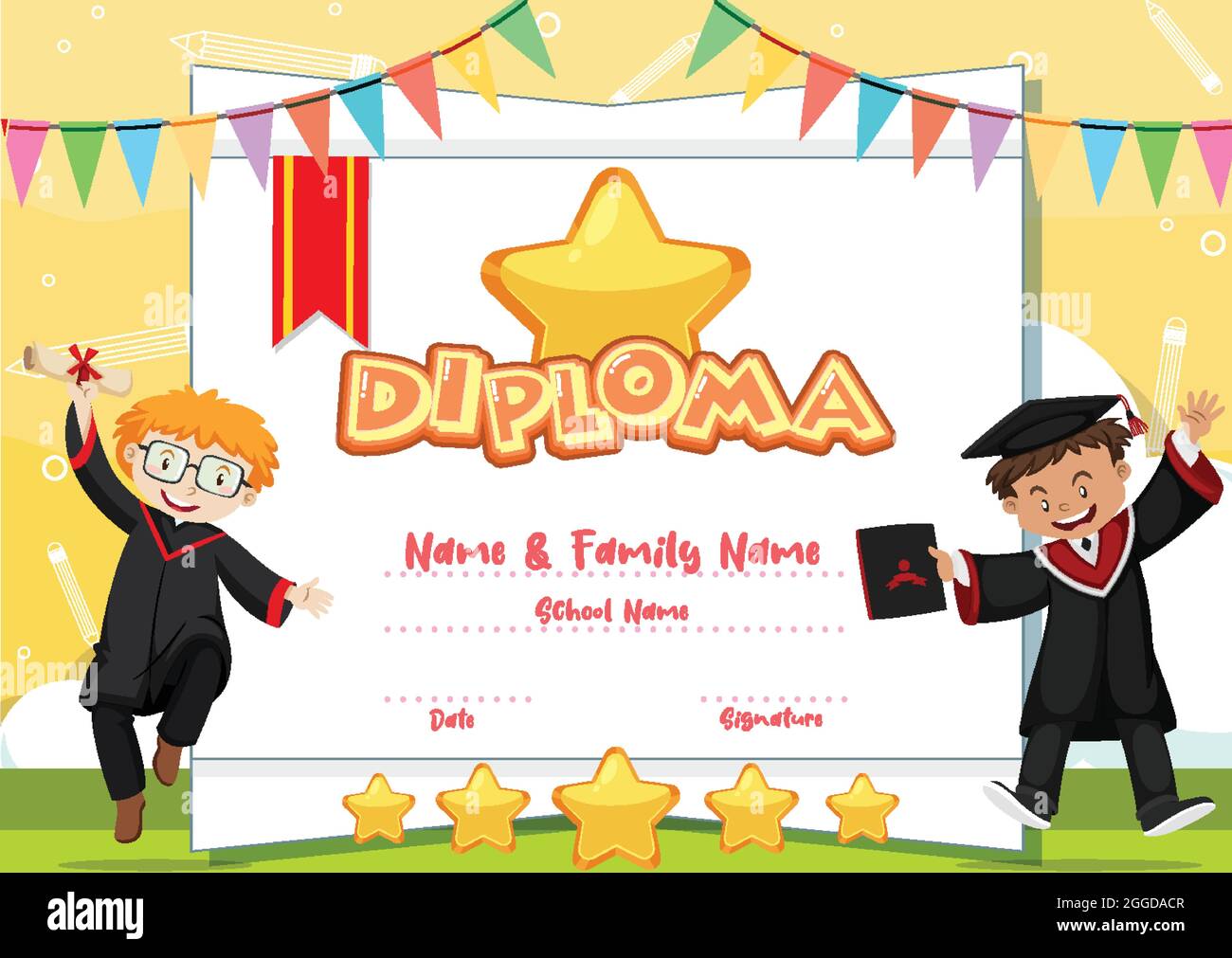 Kids diploma certificate template illustration Stock Vector Image & Art ...