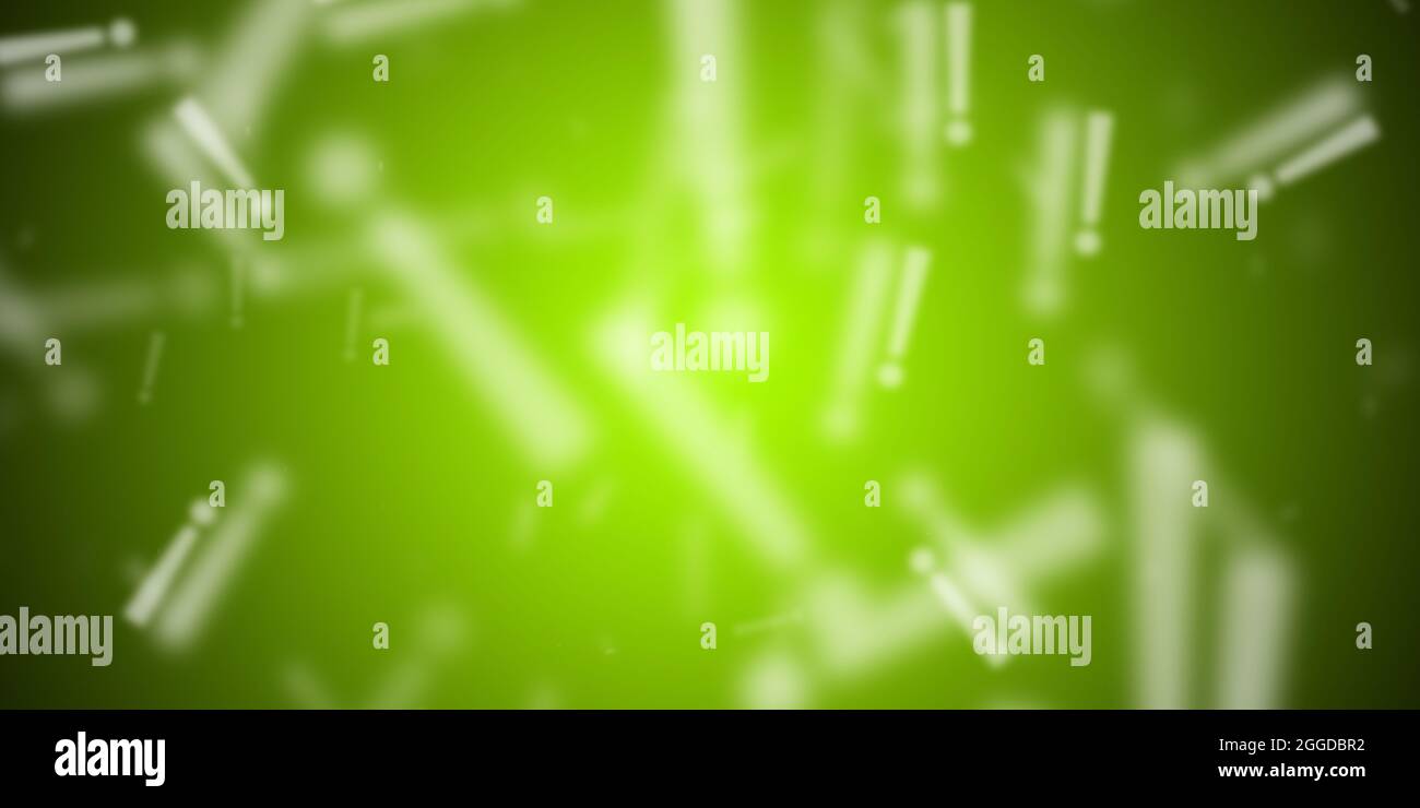 Flying exclamation marks over yellow green background Stock Photo - Alamy