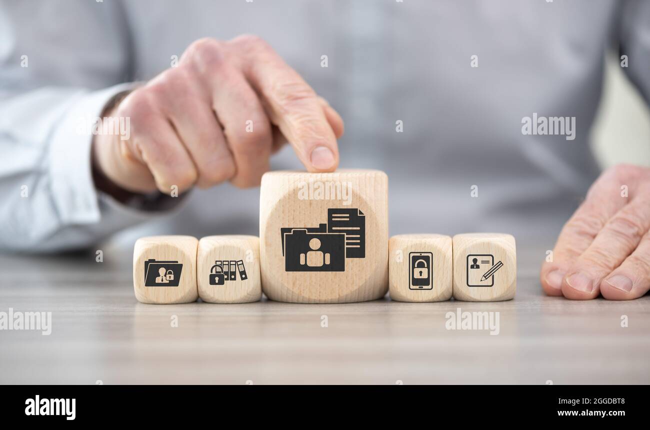 Wooden blocks with symbol of personal data concept Stock Photo - Alamy