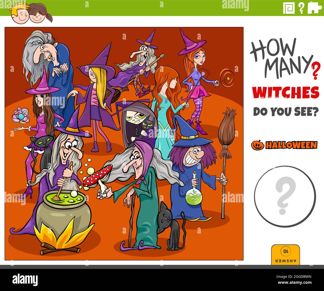 Illustration of educational counting game for children with cartoon ...