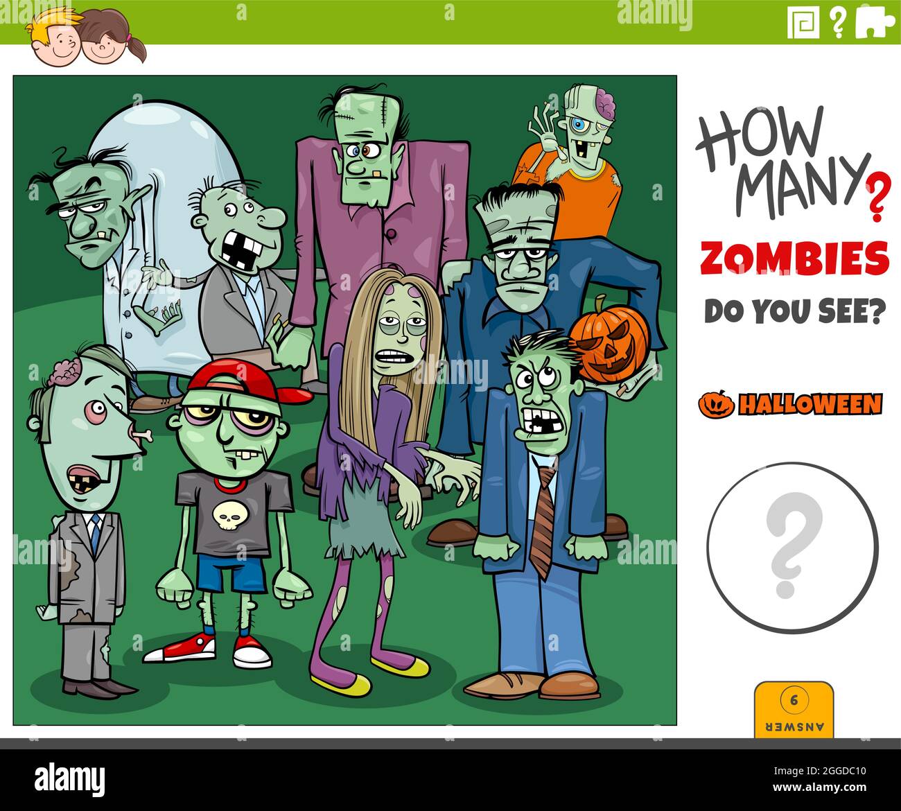 Illustration of educational counting game for children with cartoon ...