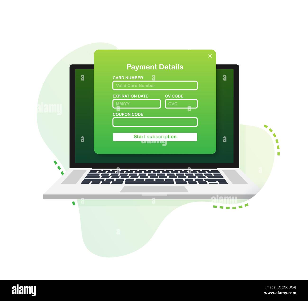 Online payment form. Online digital invoice on laptop. Vector ...