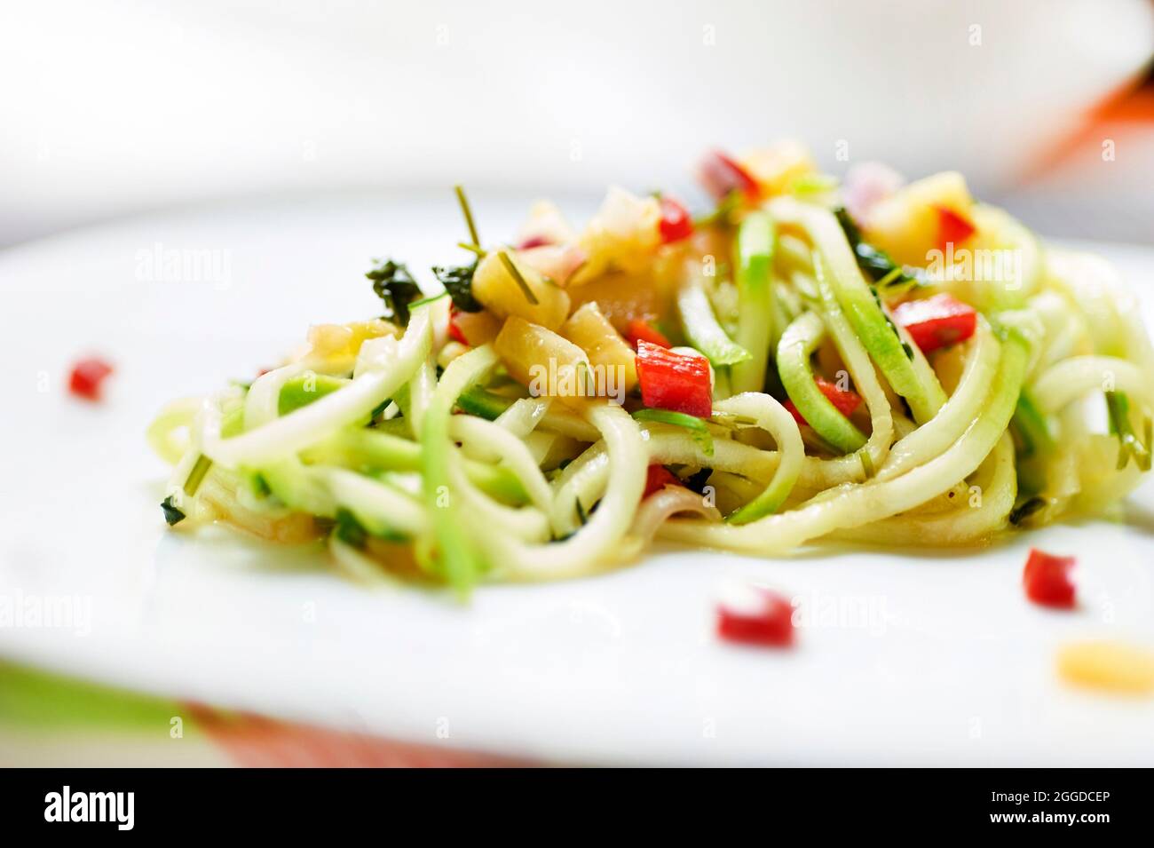 Zucchini spaghetti in hawaian sauce - onions, pepper, pineapple and ...