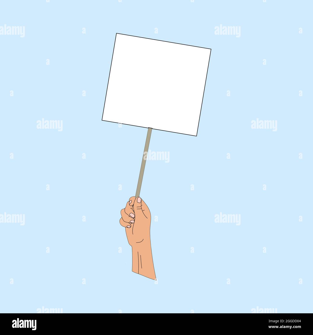 Hand holding a poster, vector illustration of hand draw Stock Vector ...