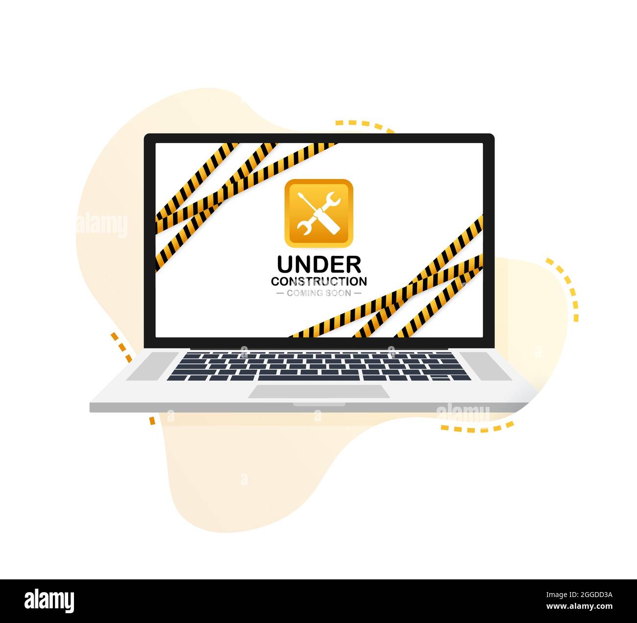 Website Under construction sign on laptop. Vector illustration for ...