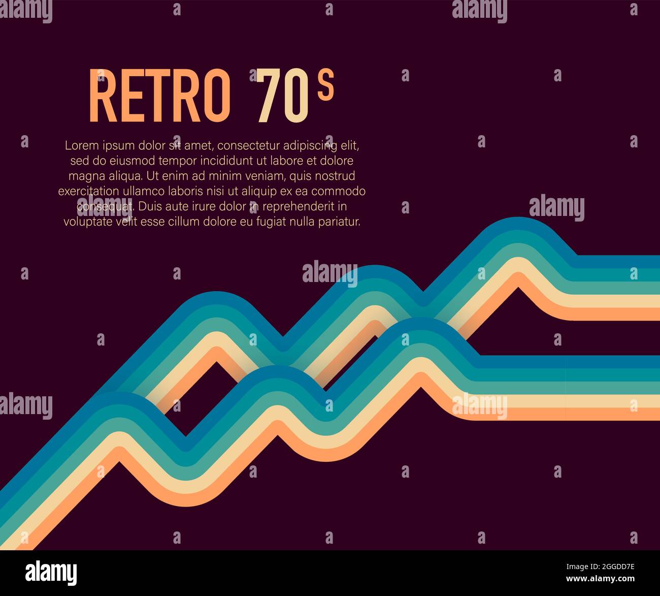 70s, 1970 abstract vector stock retro lines background. Vector ...