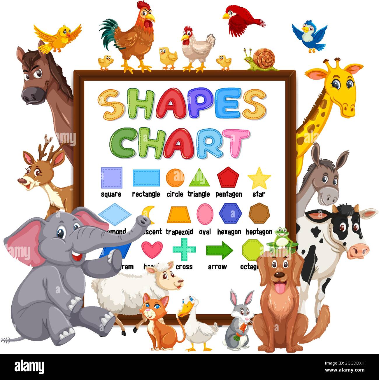 Shapes chart board with wild animals illustration Stock Vector Image ...