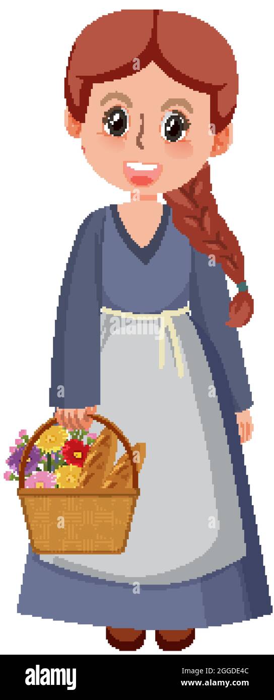 Female medieval historical cartoon characters illustration Stock Vector ...