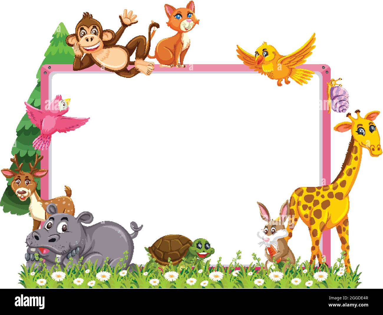 Empty banner with various wild animals illustration Stock Vector Image ...